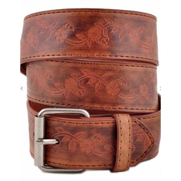 ANZELL | Accessories | New Anzell Unisex Embossed Leather Belt In Brown ...